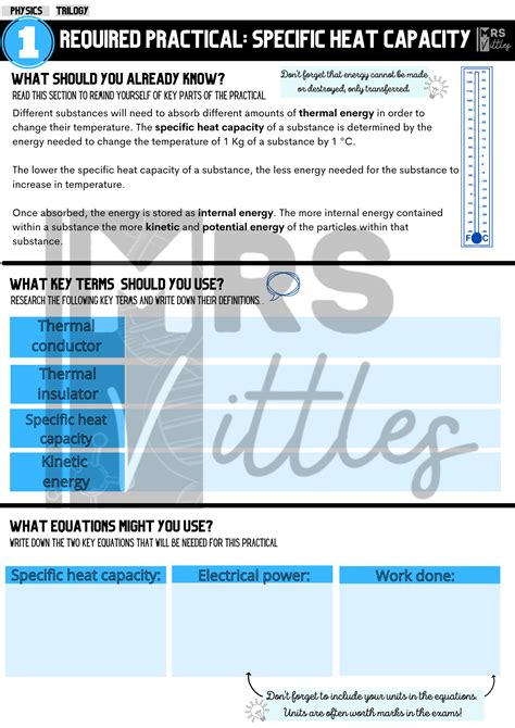Specific Heat Capacity RP 9 1 AQA Teaching Resources