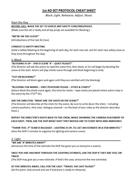 1st Ad Protocol Cheat Sheet 27apr2020 Pdf Camera