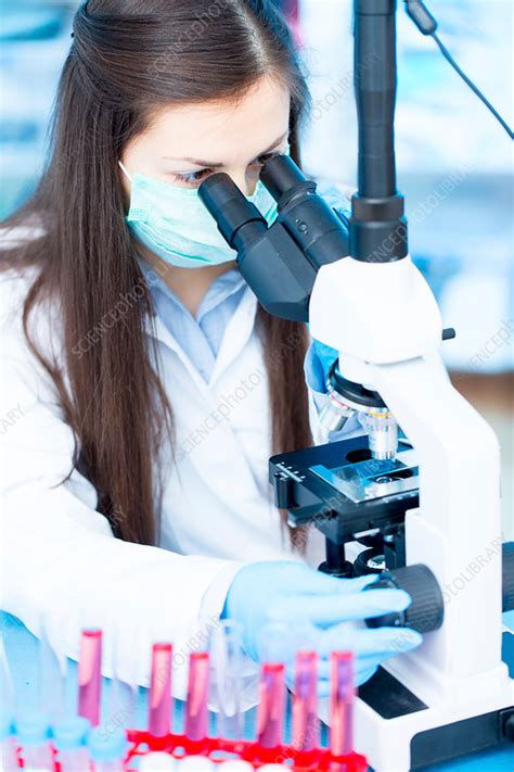 Girl Using Microscope Stock Image F017 2218 Science Photo Library