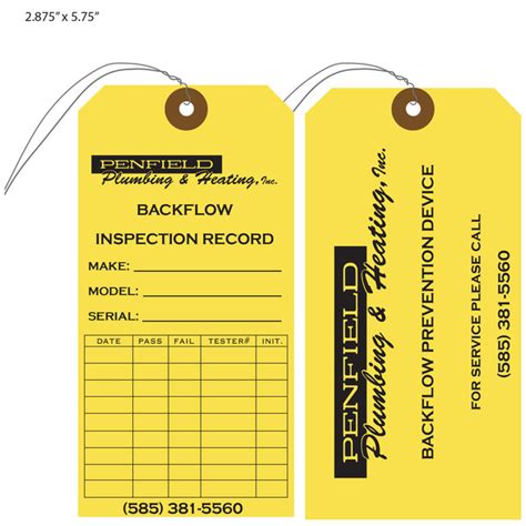 Custom Backflow Inspection Tags Custom Backflow Inspection Tags