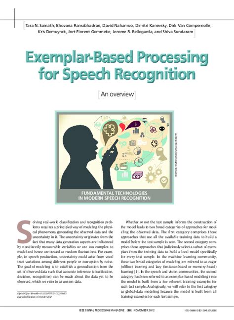 pdf exemplar based processing for speech recognition an overview