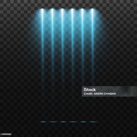 벡터 스포트라이트 세트입니다 다양한 형태의 빛 푸른 색 무대 프로젝터 무대 배경 미국의 스포트라이트 빔 조명 효과 이전 그림 0