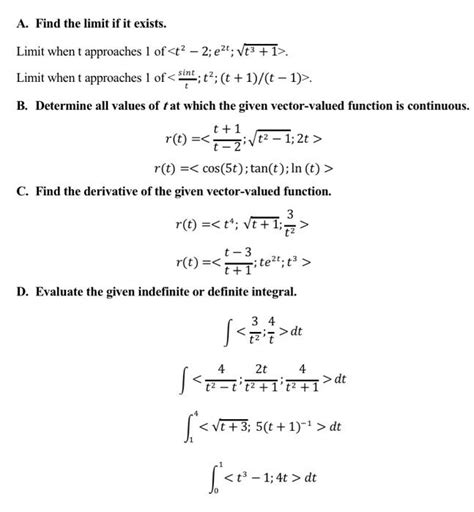 Solved A Find The Limit If It Exists Limit When T