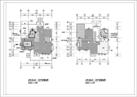 某二层框架结构独立别墅室内装修设计cad全套施工图（标注详细）装修文档土木在线