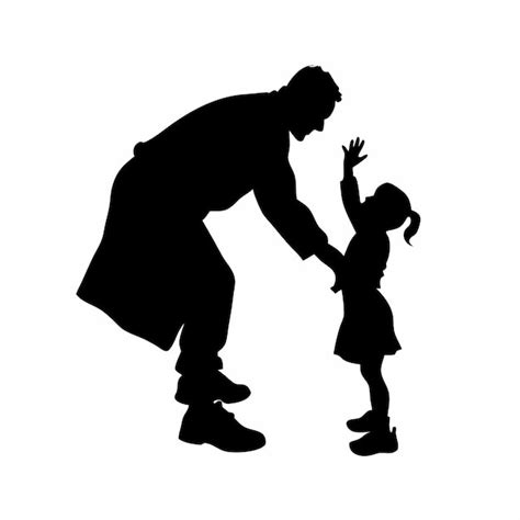 손을 잡고 있는 아이와 남자의 실루 프리미엄 벡터