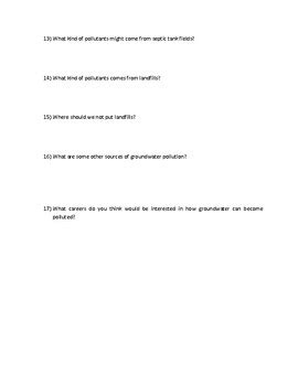 Groundwater Pollution Lab By Simple Investigations TPT