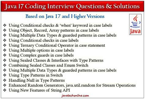 java 17 coding interview questions and solutions javatechonline