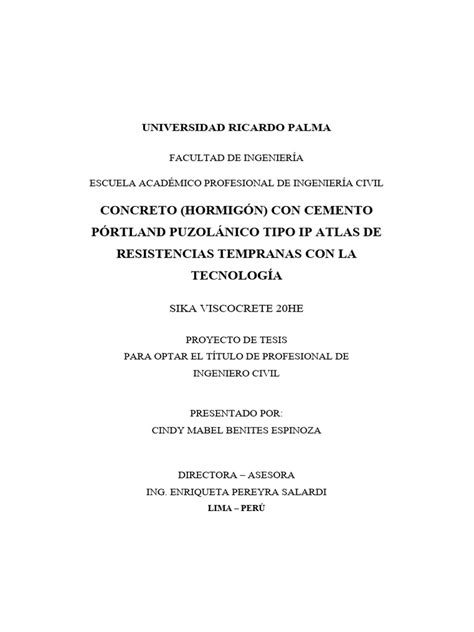 Concreto Con Cemento Portland Puzolánico Tipo Ip Pdf Hormigón Cemento