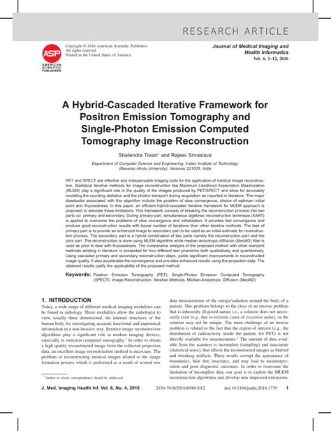 Pdf A Hybrid Cascaded Iterative Framework For Positron Emission Tomography And Single Photon