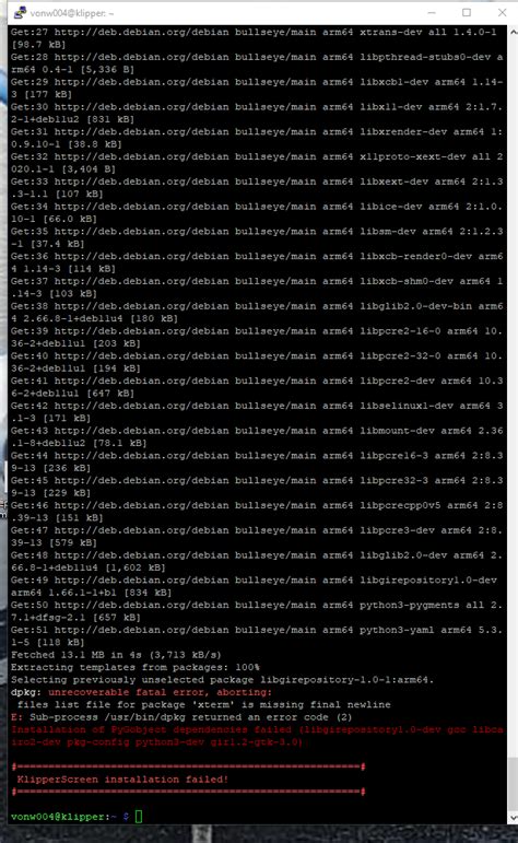 Klipperscreen Installing Fails General Discussion Klipper