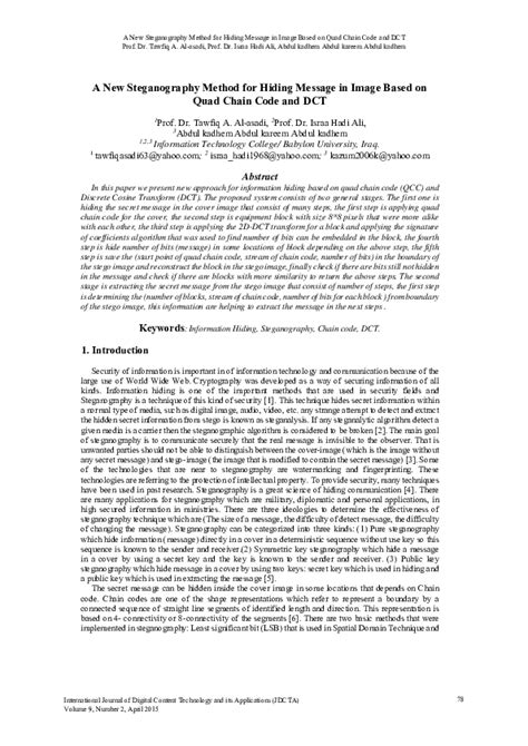 Pdf A New Steganography Method For Hiding Message In Image Based On Quad Chain Code And Dct