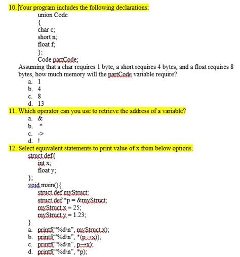 Solved Your Program Includes The Following Declarations