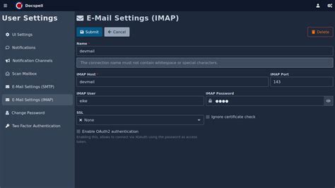 E Mail Settings Docspell Documentation