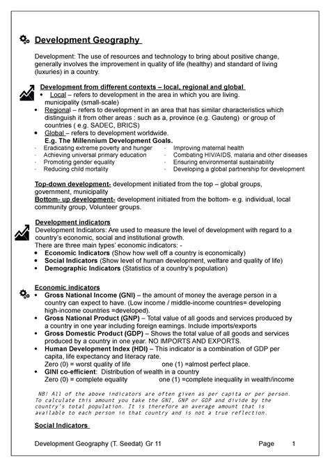 Gr 11 Development Notes Development Geography Development The Use Of Resources And Technology