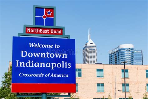 Indianapolis Circa May 2018 Sign Welcoming You To Downtown Indianapolis With The Salesforce