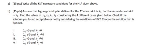Solved The Karush Kuhn Tucker Kkt Conditions