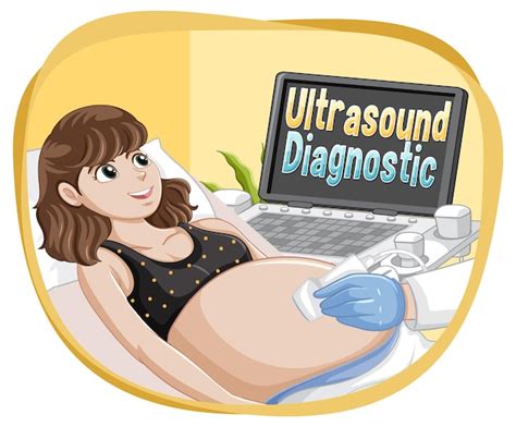 병원에서 임산부를 위한 초음파 검사 프리미엄 벡터