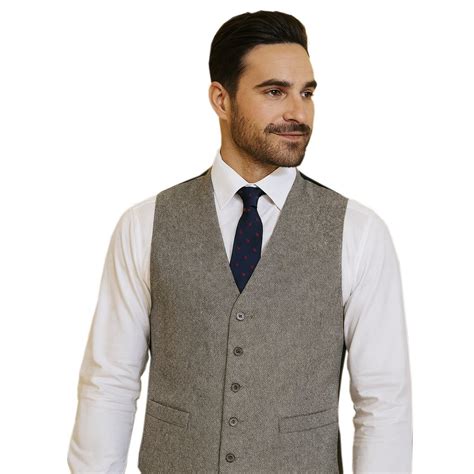 Grey Tweed Regular Fit Mens Waistcoat