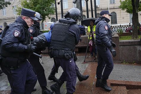 Russians Protest In The Streets Opposing Putins Draft