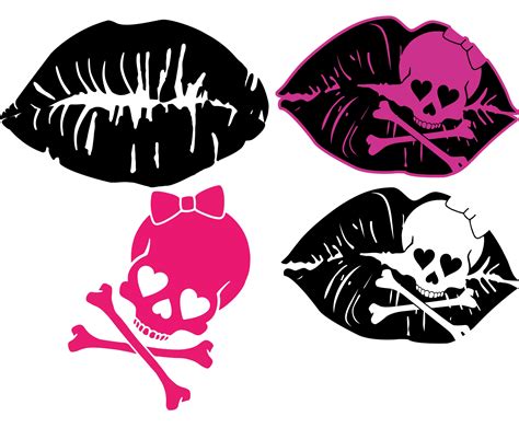 Girly Skull Lips Svg Etsy Canada