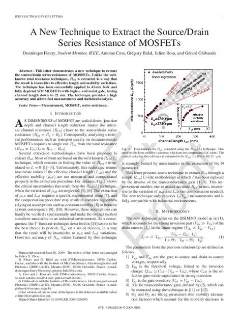 Pdf A New Technique To Extract The Source Drain Series Resistance Of Mosfets