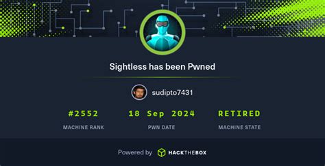 Sudipta Karmakar On Linkedin Owned Sightless From Hack The Box