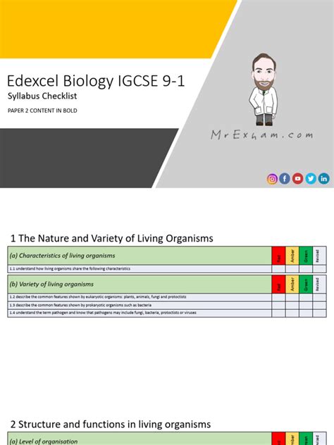 Edexcel Igcse Checklist Biology 9 1 Pdf Genetics Gene