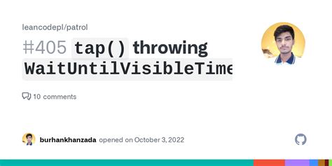 `tap` Throwing `waituntilvisibletimeoutexception` · Issue 405 · Leancodeplpatrol · Github