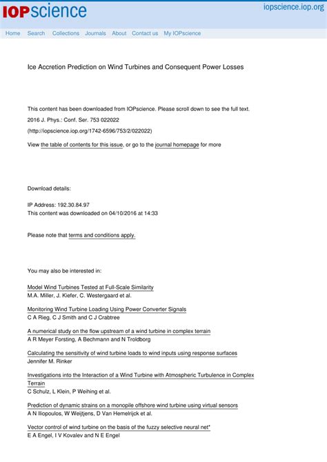 Pdf Ice Accretion Prediction On Wind Turbines And Consequent Power Losses