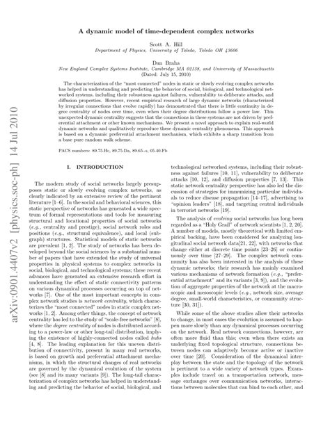 Pdf Dynamic Model Of Time Dependent Complex Networks