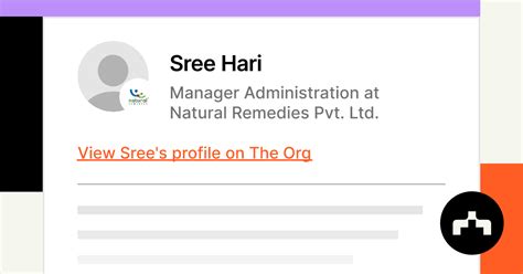 Sree Hari Manager Administration At Natural Remedies Pvt Ltd The Org