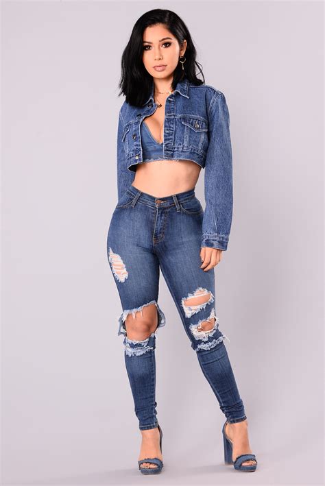 Cora Super Cropped Denim Jacket Medium Wash