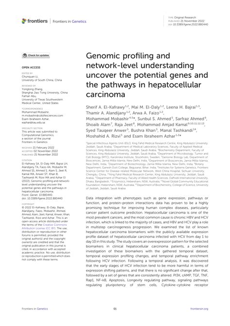 Pdf Genomic Profiling And Network Level Understanding Uncover The Potential Genes And The