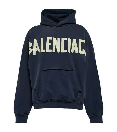 Balenciaga Tape Logo Cotton Jersey Hoodie Balenciaga