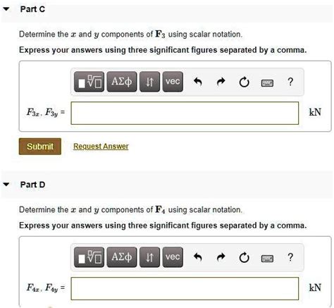 Part Determine The And Components Of Fy Using Scalar Notation Express Your Answers Using Three