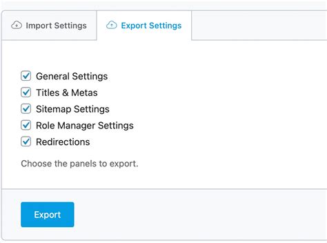 Rank Math Import Export Settings