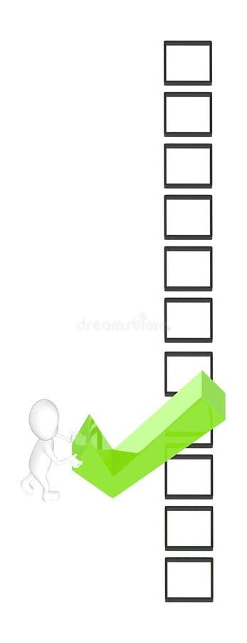 3d character man moving green tick empty checkboxes stock
