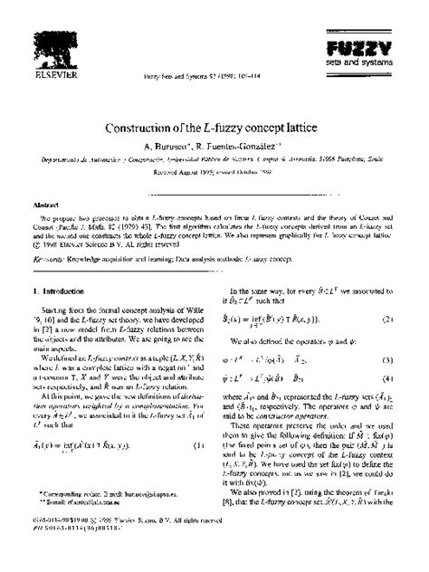 Pdf Construction Of The L Fuzzy Concept Lattice