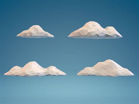 낮은 폴리 구름 2 부 3d 모델 9 3ds C4d Fbx Obj Unitypackage Unknown Free3d