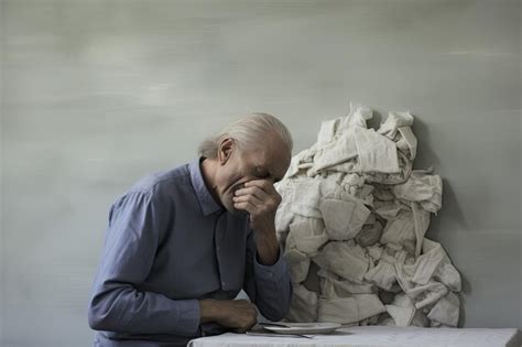 Premium Photo Senior Grayhaired Man Feeling Unwell At Table Illness