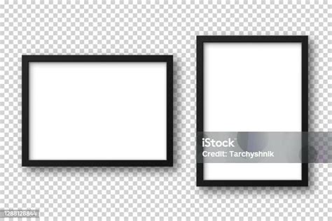 투명 한 배경에 격리 된 사실적인 그림 프레임 빈 포스터 모형 빈 사진 프레임입니다 벡터 일러스트레이션 0명에 대한 스톡 벡터
