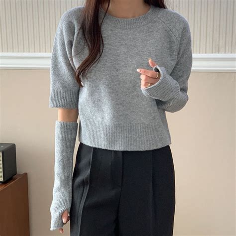 다미님 팔토시세트 반팔 워머 니트 세트 반크롭 골지 린넨 라운드넥 유넥 카라 벌룬 퍼프 셔링 트임 유니크 포인트 꼬임 꽈배기 핸드워머 레그워머 발토시 짜임 티셔츠 투피스