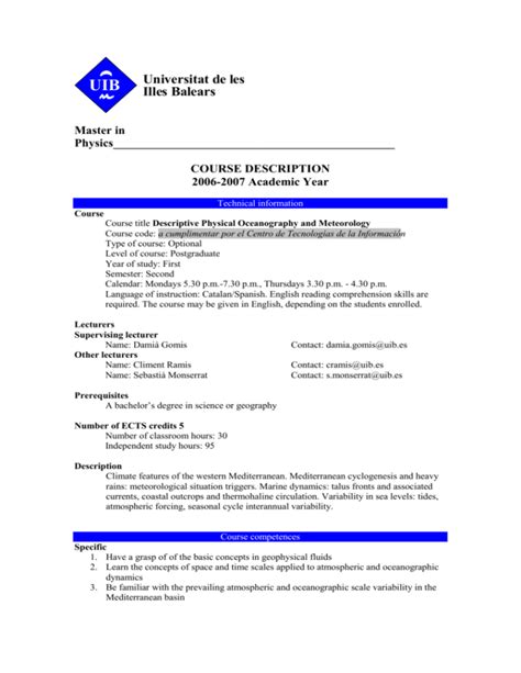 Descriptive Physical Oceanography And Meteorology