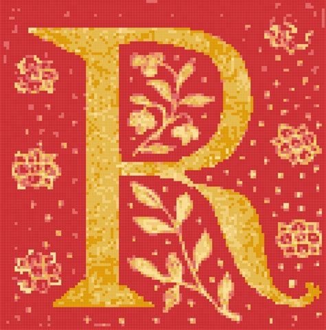 Gilded R On Red Needlepoint Pillow Top Pdf Pattern Etsy