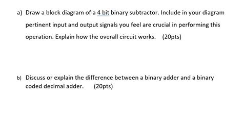 Solved A Draw A Block Diagram Of A Bit Binary Subtractor Chegg Com