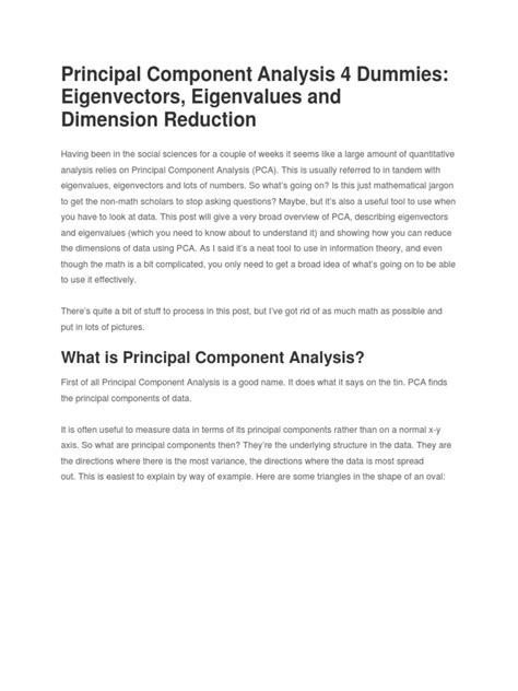 Principal Component Analysis 4 Dummies Pdf Principal Component Analysis Eigenvalues And