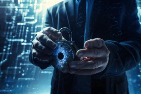 Premium Photo A Businessman Holds A Padlock To Illustrate The Importance Of Data Protection