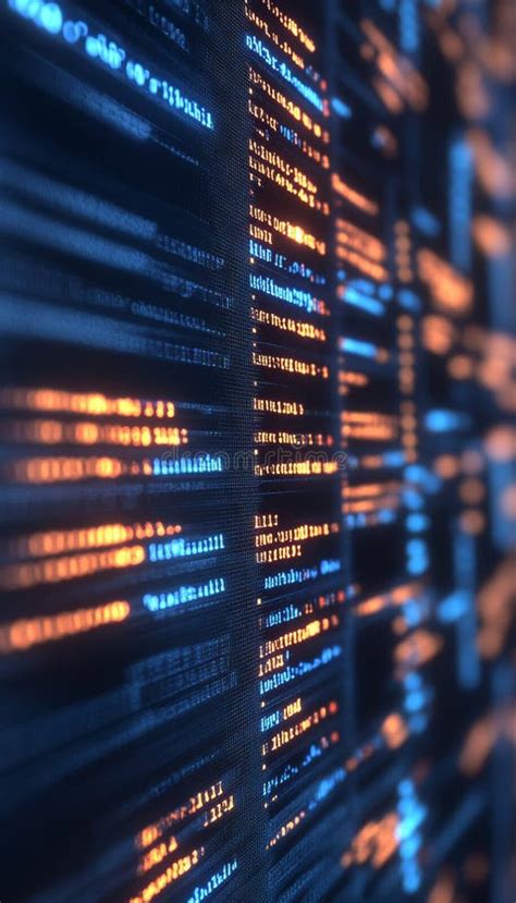 Neon Computer Code Flow Vibrant Abstract Programming Visualization On Dark Background Stock