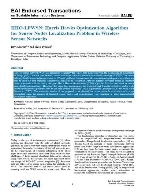 Hho Lpwsn Harris Hawks Optimization Algorithm For Pdf Wireless