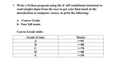 Solved Write A Python Program Using The If Elif Conditional